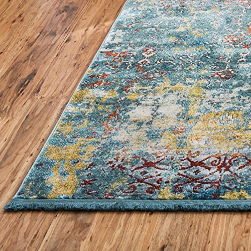 Unique Loom Baracoa Collection Area Rug-Alamar, 5' 5" x 8' Rectangle, Blue/Olive