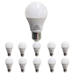 omto e26/e27 a19 led frosted light bulb 9w (60w equivalent) white (6000k) 85-265v (white, 10pcs)