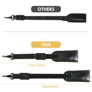 KUWAN Saxophone Neck Strap Soft Sax Leather strap Padded for Alto Sax Tenor Clarinet Baritone Soprano Horn Music Instrument (black)