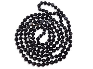 mgr 60-inch faceted black onyx endless infinity long beaded necklace or multi strand beaded necklace.