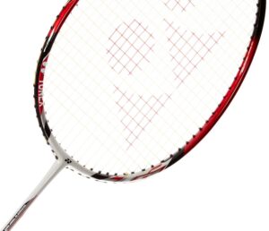 yonex badminton racket nanoray series 2018 with full cover professional graphite carbon shaft light weight competition racquet high tension fast speed performance (nr7000i - white/red, pack of 1)