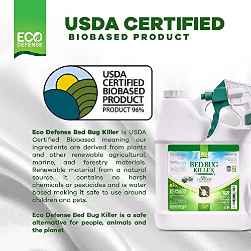 Eco Defense Bed Bug Killer - USDA Biobased, Bed Bug Spray & Dust Mite Spray - Natural Repellent Treatment - 1 Gallon