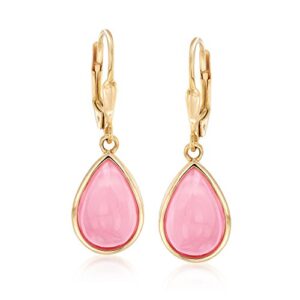 ross-simons pink opal teardrop earrings in 18kt gold over sterling