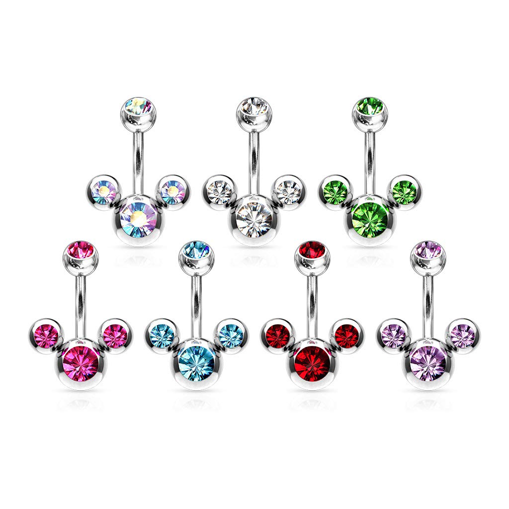 Covet Jewelry Triple Bubble Navel Ring 316L Surgical Steel (Aurora Borealis)