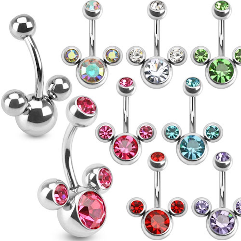 Covet Jewelry Triple Bubble Navel Ring 316L Surgical Steel (Aurora Borealis)