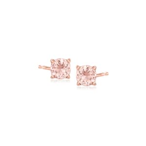 ross-simons 0.70 ct. t.w. morganite stud earrings in 18kt rose gold over sterling