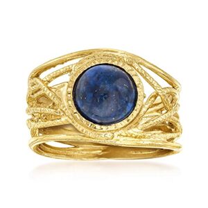 ross-simons gemstone textured openwork ring in 18kt gold over sterling