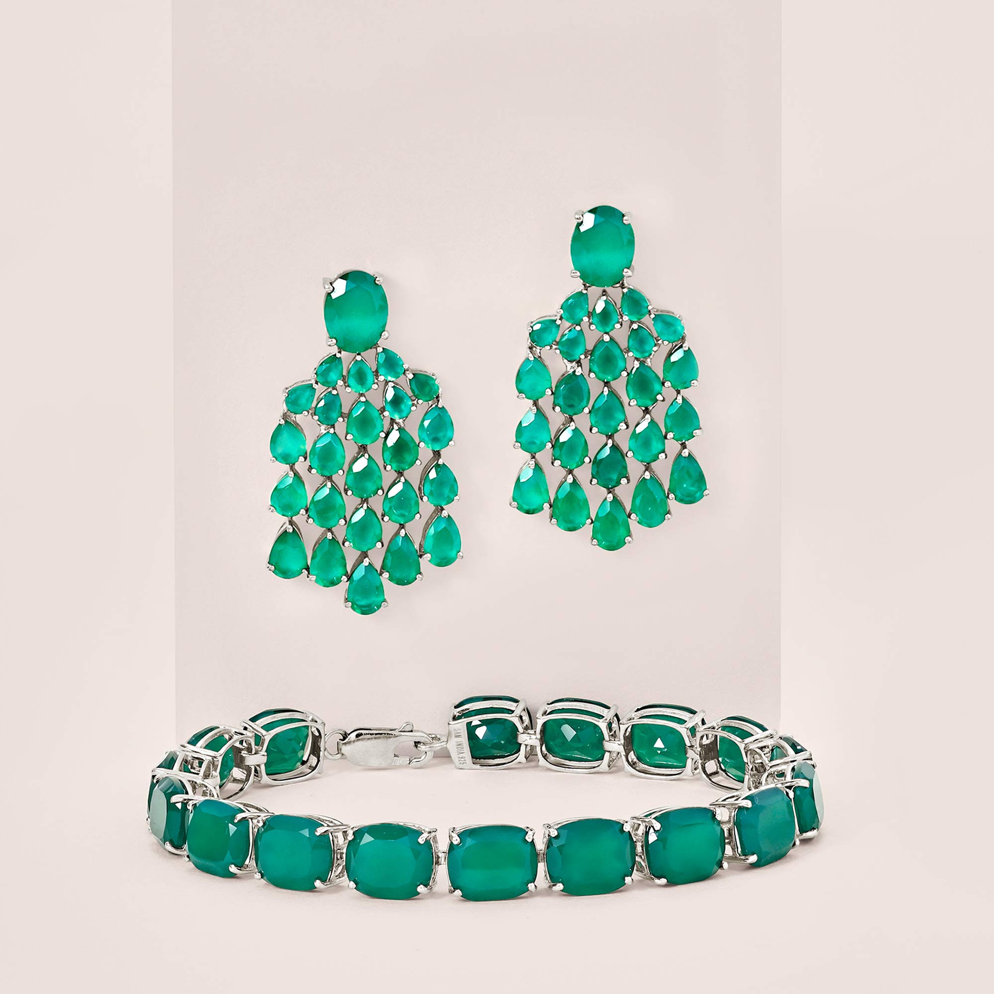 Ross-Simons Green Chalcedony Chandelier Drop Earrings in Sterling Silver