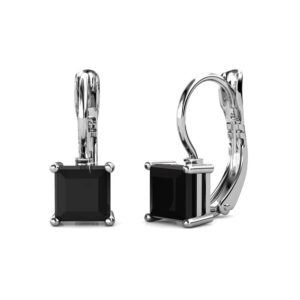 cate & chloe samantha 18k white gold plated drop earrings | women's drop & dangle earrings with black crystals, silver earrings for women, hypoallergenic earring set, jewelry gift for her