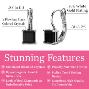 Cate & Chloe Samantha 18k White Gold Plated Drop Earrings | Women's Drop & Dangle Earrings with Black Crystals, Silver Earrings For Women, Hypoallergenic Earring Set, Jewelry Gift for Her