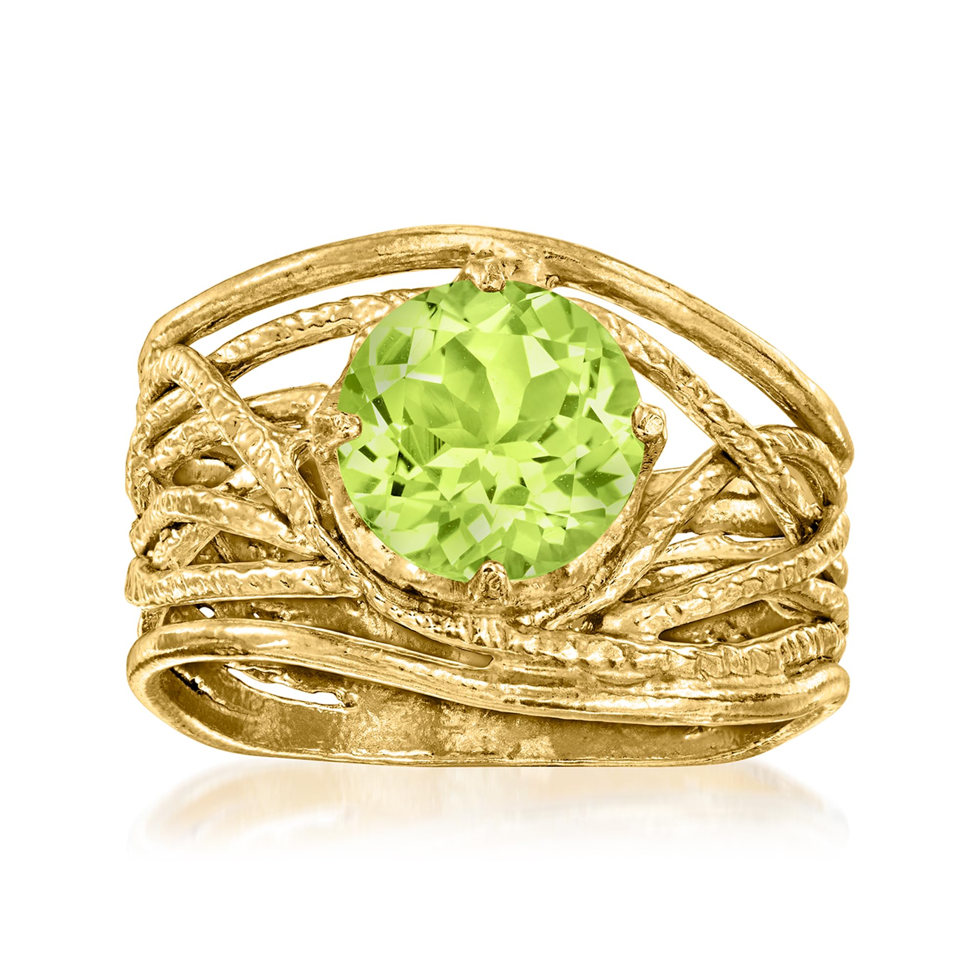 Ross-Simons Gemstone Textured Openwork Ring in 18kt Gold Over Sterling