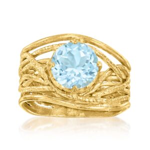 ross-simons gemstone textured openwork ring in 18kt gold over sterling