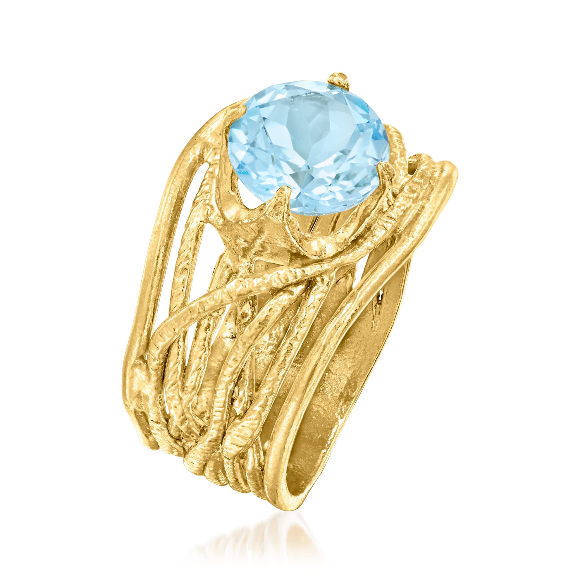 Ross-Simons Gemstone Textured Openwork Ring in 18kt Gold Over Sterling