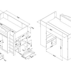 South Shore Tiara Loft Bed with Desk, Twin