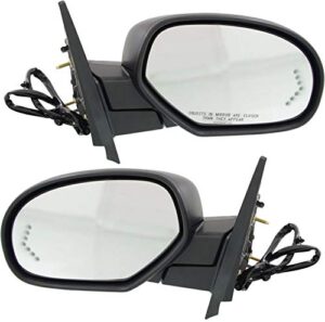 kool vue left & right power heated mirrors for chevrolet tahoe gmc yukon 2007-2014 power fold with signal light, memory & puddle lamp; without blind spot & auto-dimming with 2 caps w/o off road pkg