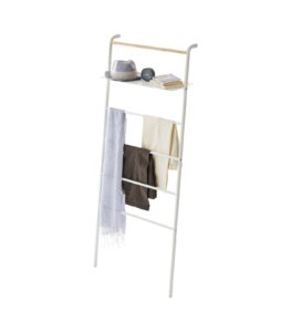 yamazaki home tower leaning ladder with shelf white