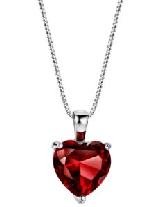 michooyels925 3.6 cttw rhodolite garnet pendant necklace heart solitaire gemstone sterling silver valentine's day wedding birthstone jewelry for women 16-18 inches