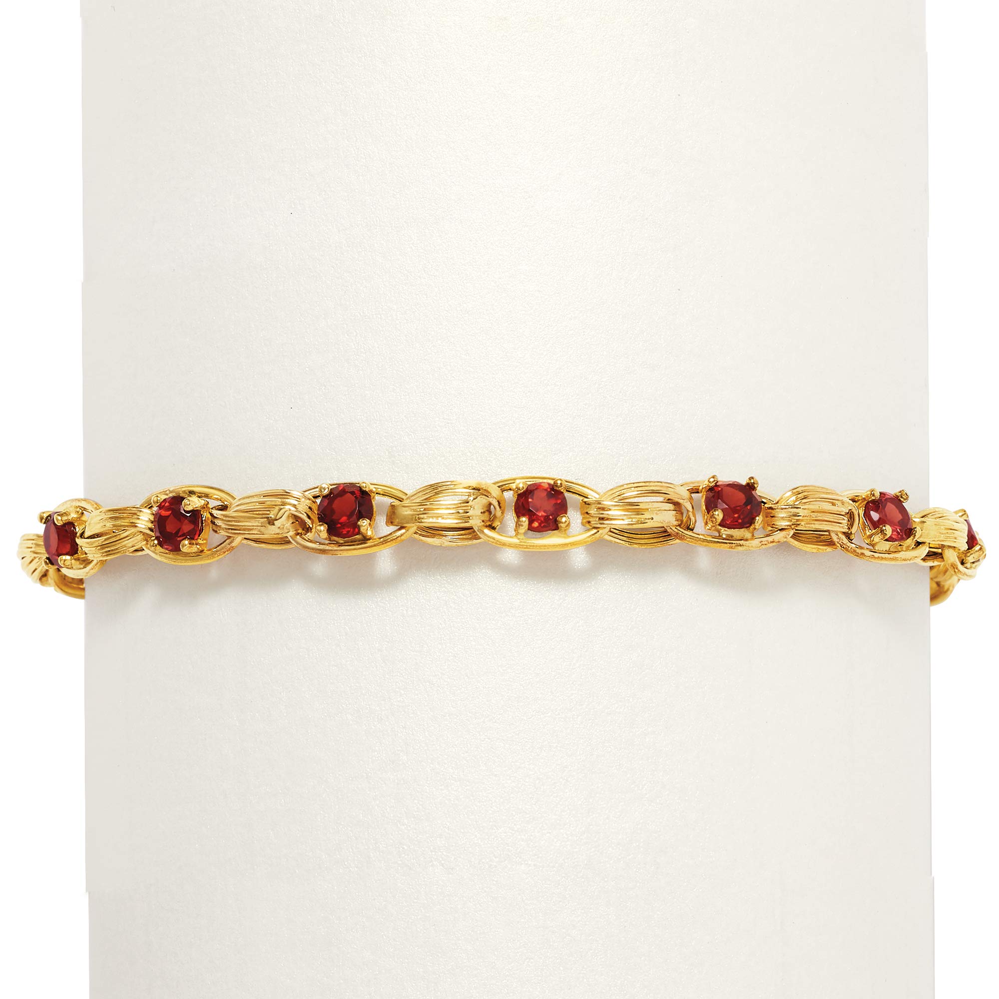 Ross-Simons 3.40 ct. t.w. Garnet Oval-Link Bracelet in 14kt Yellow Gold. 7 inches