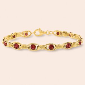 Ross-Simons 3.40 ct. t.w. Garnet Oval-Link Bracelet in 14kt Yellow Gold. 7 inches