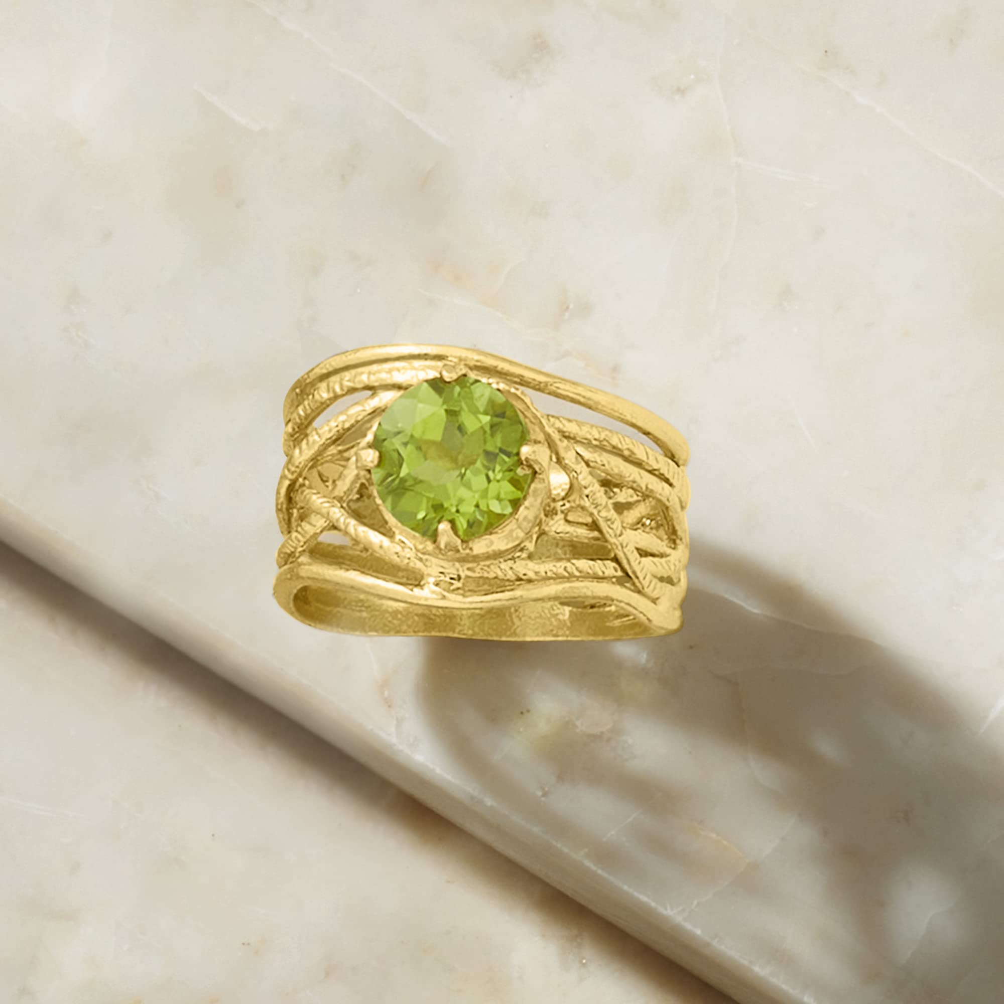 Ross-Simons Gemstone Textured Openwork Ring in 18kt Gold Over Sterling