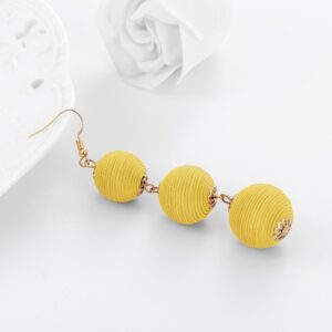 Yanxyad Thread Ball Dangle Earrings Thread Dangle Earrings Soriee Drop Earrings Beaded Ball Ear Drop