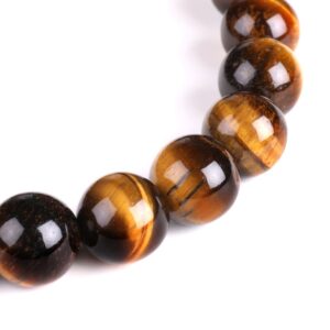 Mayting 10mm Natural Tiger Eye Bracelet Elastic Yoga Gemstones Healing Energy Men Women Stretch Bracelet