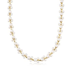 ross-simons 5-7.5mm cultured pearl trio vine necklace in 18kt gold over sterling. 18 inches