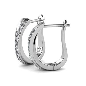 Cate & Chloe Amaya 18k White Gold Plated Hoop Earrings For Women | Twisted Silver Hoops Earring Set With Round Cut Cubic Zirconia Simulated Diamond Crystals | Silver Hoop Earrings For Women