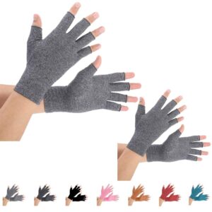 brace master 2 pairs arthritis gloves, compression gloves for men and women (large (2 pair), gray)