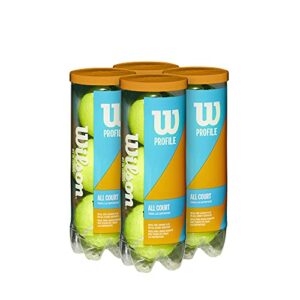 wilson profile all court tennis balls - yellow, 4 can pack (12 balls)