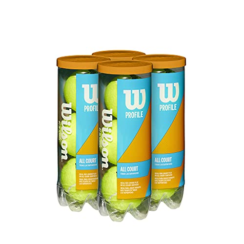 Wilson Profile All Court Tennis Balls - Yellow, 4 Can Pack (12 Balls)