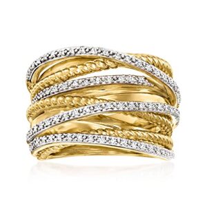 ross-simons 0.25 ct. t.w. diamond highway ring in 18kt yellow gold over sterling silver. size 7