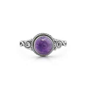 koral jewelry amethyst spiral side ring 925 sterling silver vintage gipsy boho chic us size 5 6 7 8 9 (8)