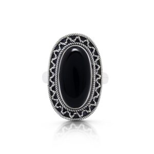 black onyx vintage gipsy ring 925 sterling silver boho chic us size 7 8 9 (7)