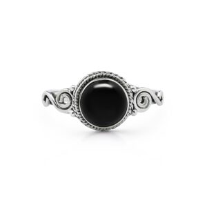 koral jewelry black onyx side ring 925 sterling silver vintage gipsy boho chic us size 5 6 7 8 9 (7)