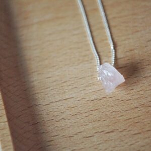 Raw Rose Quartz Necklace - Gemstone Necklace - 925 Sterling Silver Necklace - Dainty Necklace - Rough Stone Jewelry - Pink Stone Necklace - Healing Crystal Necklace