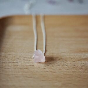 Raw Rose Quartz Necklace - Gemstone Necklace - 925 Sterling Silver Necklace - Dainty Necklace - Rough Stone Jewelry - Pink Stone Necklace - Healing Crystal Necklace