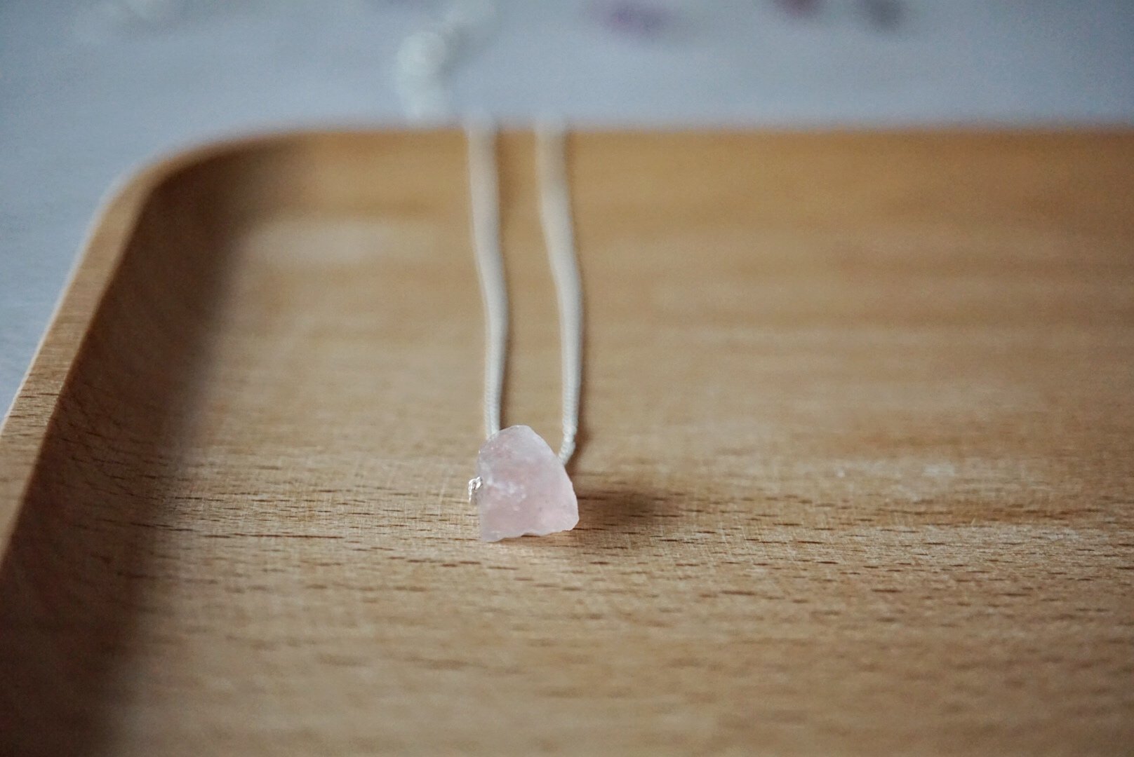 Raw Rose Quartz Necklace - Gemstone Necklace - 925 Sterling Silver Necklace - Dainty Necklace - Rough Stone Jewelry - Pink Stone Necklace - Healing Crystal Necklace