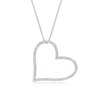 ross-simons 0.10 ct. t.w. diamond heart pendant necklace in sterling silver. 18 inches