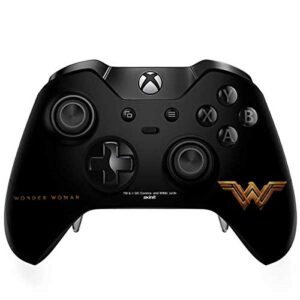 skinit decal gaming skin compatible with xbox one elite controller - officially licensed warner bros wonder woman gold logo design