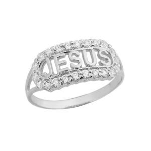 religious jewelry unique sterling silver cz jesus christ christian faith ring (size 9.5)