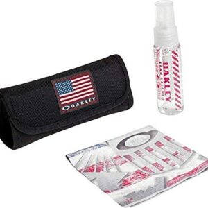 Oakley Holbrook Sunglasses (Matte Black Frame / Positive Red Iridium Lens) with USA Flag Lens Cleaning Kit