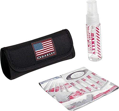 Oakley Holbrook Sunglasses (Matte Black Frame / Positive Red Iridium Lens) with USA Flag Lens Cleaning Kit