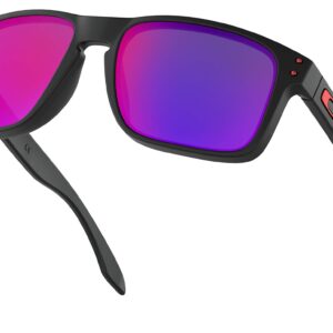 Oakley Holbrook Sunglasses (Matte Black Frame / Positive Red Iridium Lens) with USA Flag Lens Cleaning Kit