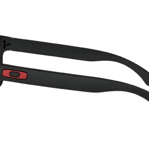 Oakley Holbrook Sunglasses (Matte Black Frame / Positive Red Iridium Lens) with USA Flag Lens Cleaning Kit