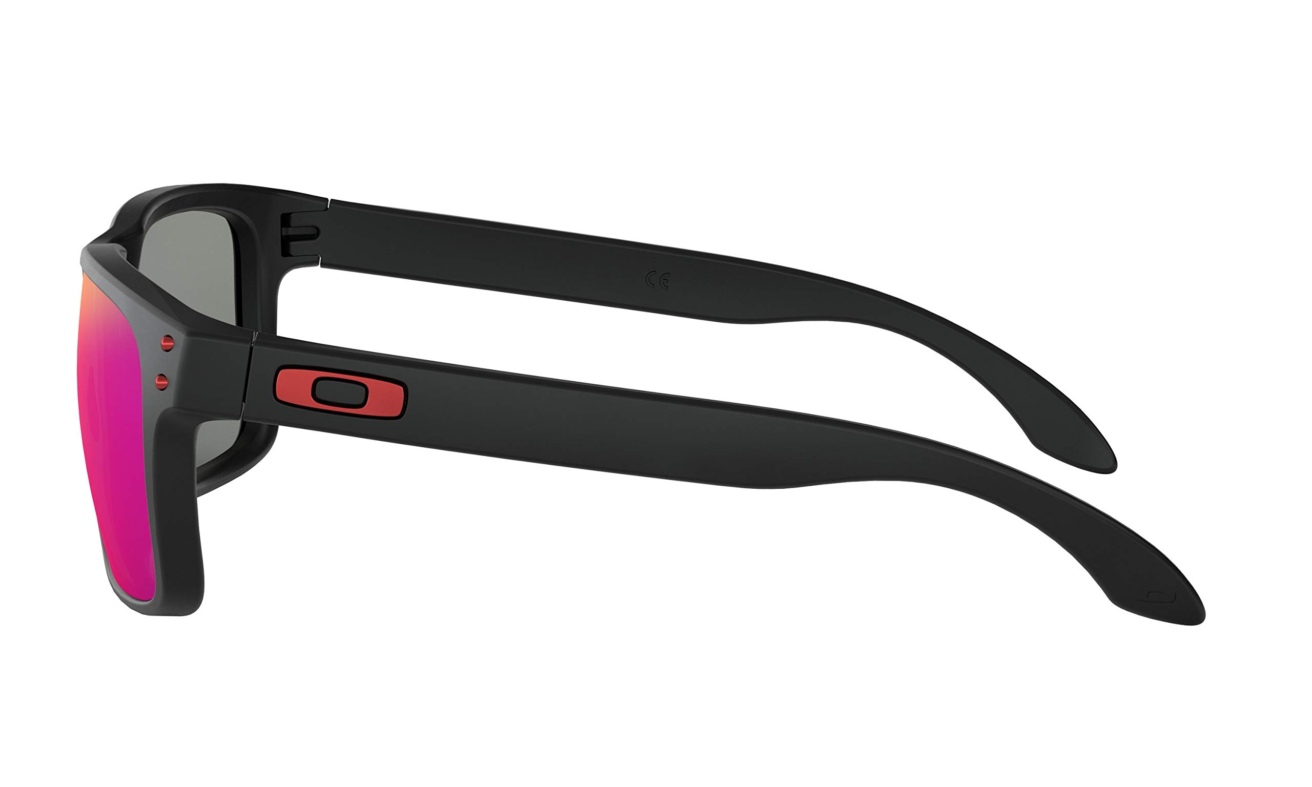 Oakley Holbrook Sunglasses (Matte Black Frame / Positive Red Iridium Lens) with USA Flag Lens Cleaning Kit