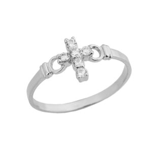 religious jewelry elegant sterling silver cz christian cross ring (size 7)