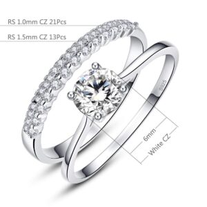 AVECON 1.2ct 925 Sterling Silver Bridal Ring Sets Round Cut CZ Engagement Rings promise rings for her wedding bands for Women Size 6.5