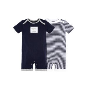 burt's bees baby baby boys short sleeve rompers, 100% organic cotton one-piece coverall and layette set