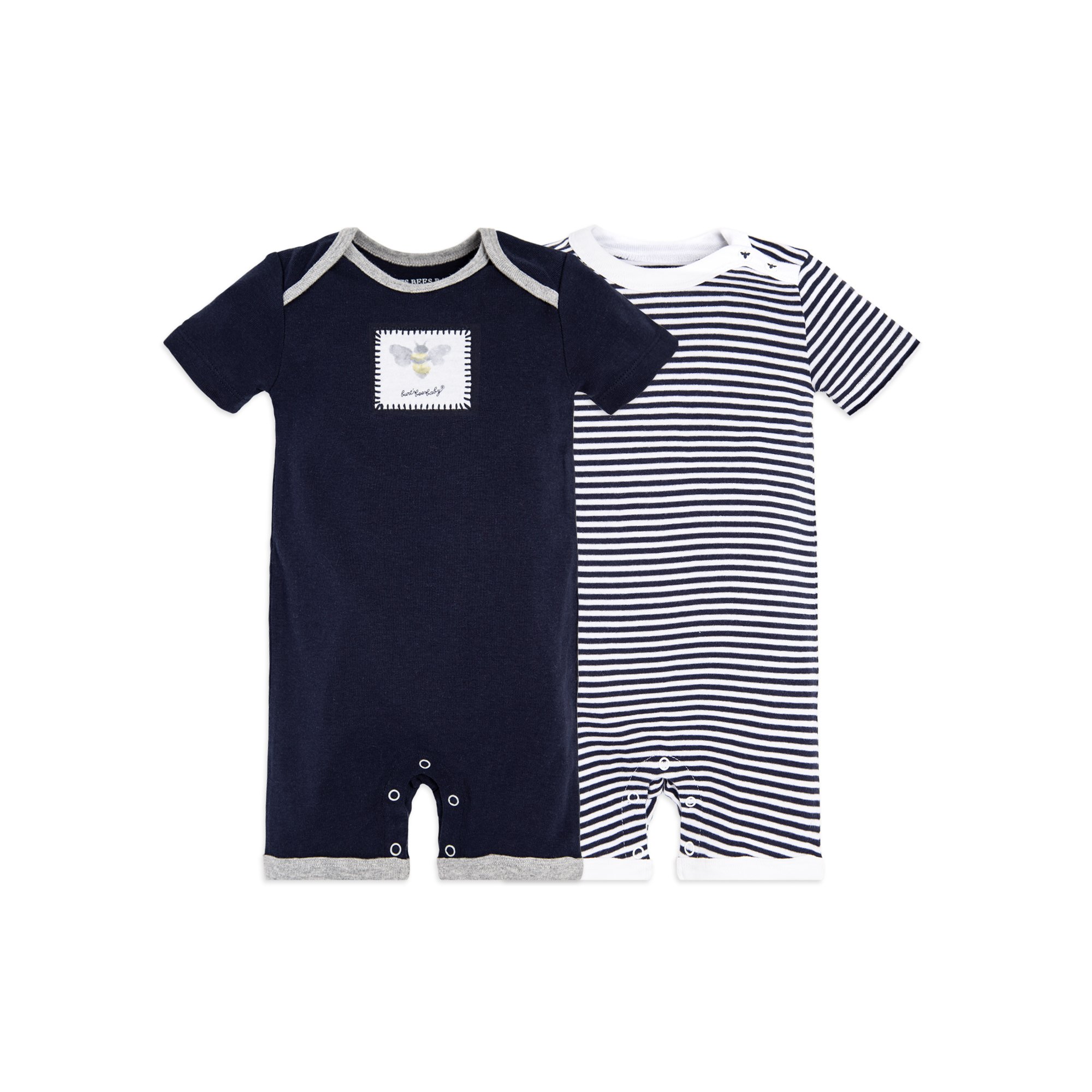 Burt's Bees Baby Baby Boys Short Sleeve Rompers, 100% Organic Cotton One-piece Coverall and Layette Set